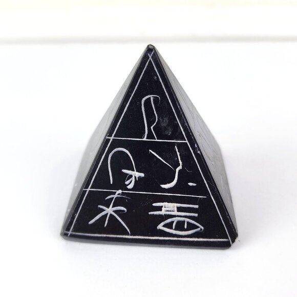 Accents | Hand Carved Hieroglyph Egyptian Pyramid Black Stone ...